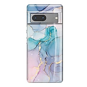 luolnh Pixel 7 Case,Google Pixel 7 Marble Glitter Brilliant Cute Design Soft Silicone Rubber TPU Bumper Cover Phone Case for Google Pixel 7 6.3 Inch(2022)-Green&Purple