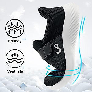 HARENCE Sneakers for Women Walking Shoes: Comfortable Breathable Mesh Sneaker Casual Lightweight Slip On Tennis Shoes Black