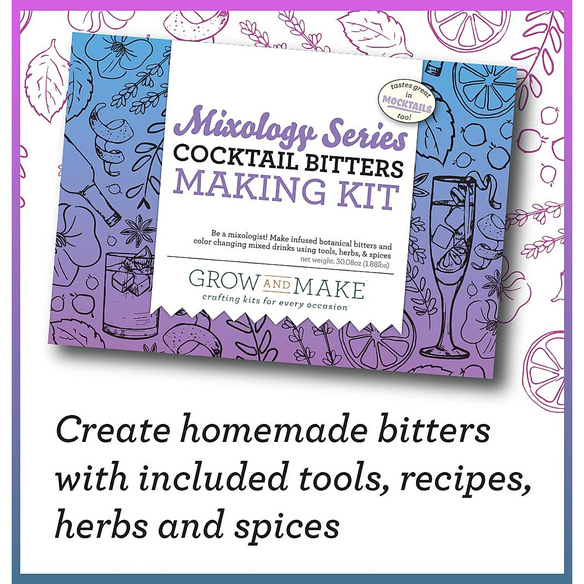 DIY COCKTAIL BITTERS Making Kit - Grow and Make Mixology Series color changing cocktails and customized mocktails become Your Own Drink Master