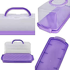 Bppyvct 1Pc Portable Bread Box with Handle Transparent Lid Loaf Cake Storage Carrier for Pastries, Donuts, Bread Rolls, Buns or Baguettes (Purple)