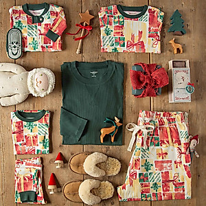 Burt's Bees Baby Baby 1-Piece Family Jammies Matching Holiday Organic Cotton Pajamas, All Wrapped Up, 12 Months