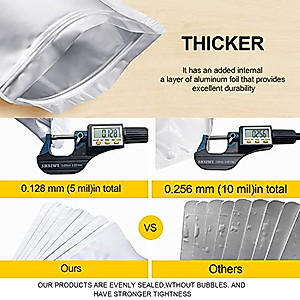 35 Pack 1 Gallon Mylar Bags For Food Storage with Oxygen Absorbers 400cc, Extra Thick 10 Mil - 10" x 14" , Stand-Up Zipper Pouches Resealable, Suitable for Long-term Storage of Food, Light-proof, Moisture-Proof, Odor-Proof, and Heat-Sealable Fresh Saver P