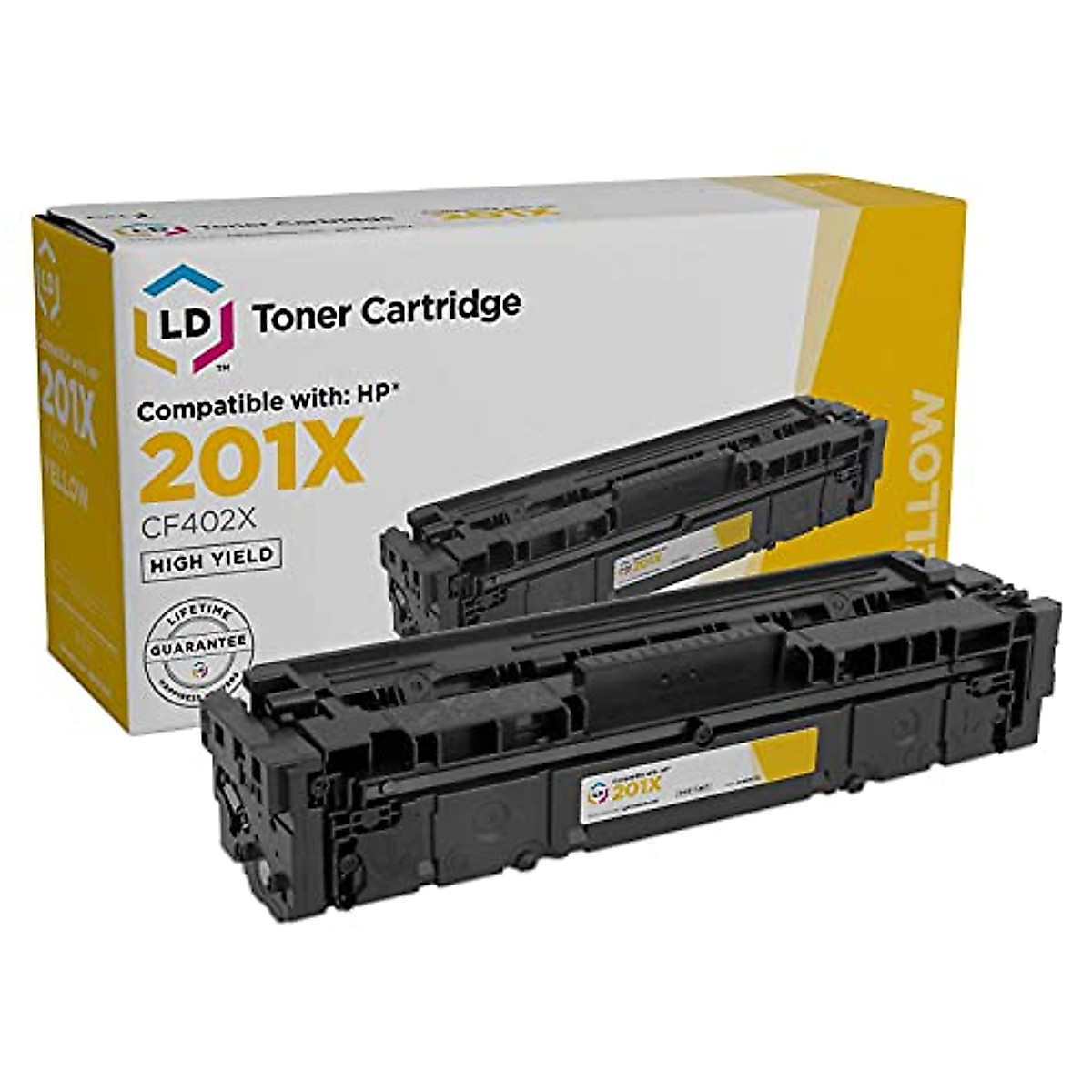 LD Compatible Toner Cartridge Replacement for HP 201X CF402X High Yield (Yellow)