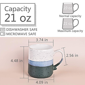 Bosmarlin Large Stoneware Coffee Mug, Big Tea Cup for Office and Home, 21 Oz, Dishwasher and Microwave Safe, 1 PCS (Dark Green)