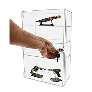 Marketing Holders Acrylic Locking Vertical Cabinet with Keys 12" x 7.88" x 19" Clear Tall Countertop Locker One Piece No Assembly Cupboard with Swinging Door for Retail Merchandise