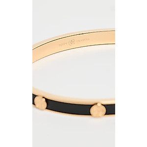 Tory Burch Women's Miller Stud 5mm Enamel Hinge Bracelet, Tory Gold/Black, One Size