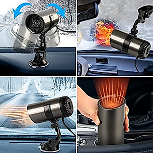 Car Heater, Portable Car Heater 12V 150W Windshield Defogger and Defroster, 2 in1 Fast Car Heater Defroster, Plug in Automobile Windscreen Fan with Suction Holder for All Cars