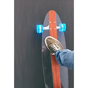 Clear Longboard with Light Up LED Wheels, 48" Pintail Riptide. Acrylic clear skatboard for all ages. weight limit 230 lbs. Made in USA