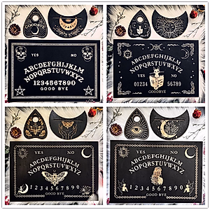 OKDOKEY Black Spirit Board & Tarot Card Stand Kit(3PC) | Black Wooden Laser Engraved Spirit Board | Unique Metaphysical Spirit Game | Talking Board | Seance |Witch Personalized Gift—Classic Series