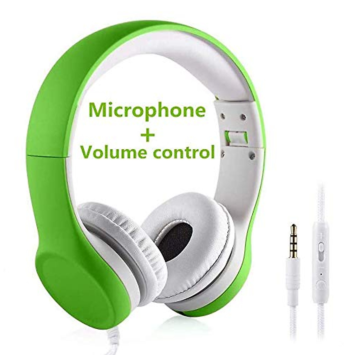 YUSONIC Kids Headphones, Two Audio Port for Sharing, Headphones for Kids with mic & Volume Limiting, Baby Children Toddlers Boys Girls Laptop Tablet Class Travel School use（Green