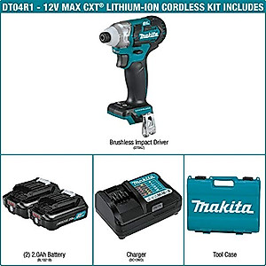 Makita DT04R1 12V Max CXT Lithium-Ion Brushless Cordless Impact Driver Kit (2.0Ah),