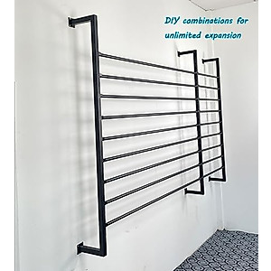 Black Metal Vinyl Holder Rack with 9 Adjustable Hanging Rod, Commercial Garage Wall Mounted Display Rack for Car Color Change Film/Window Film/Wallpaper/Fabric Roll Storage Organizer(30cm/11.8in)