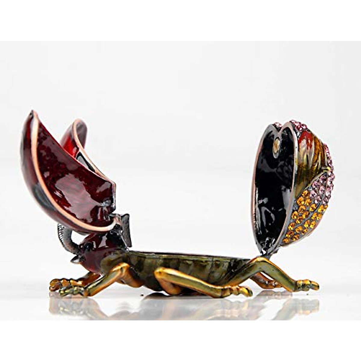SEVENBEES Red Ladybug Figurines CollectiblesTrinket Box Hinged With Rich Enamel And Sparkling Rhinestones Jewelry Boxes Gift