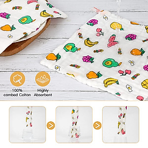 GIELYPANO 100% Cotton Absorbent Kitchen Dish Towels Set of 3,Gauze Kitchen Hand Towels, Ultra Soft Dish Towels Dish Cloths, Quick Drying Dish Rags - 12 x 12 Inches, 3 Pack (Fruit)