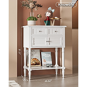 Knowlife Console Table with 2-Door Cabinet & 2 Drawers, Sofa Tables, Entryway Table with Storage Shelf, Coffee Bar Buffet Sideboard for Kitchen, Hallway, Dining, Living Room, White