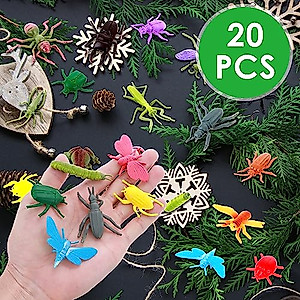 Giantree Mini Insect Figures Toys Set, 20Pcs Plastic Crawling Animals Small Realistic Animal Toys Assorted Animal Insect Figures Playset for Insect Themed Party Halloween Supply