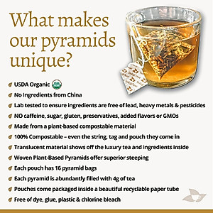 DelighTeas Organic Digest & Detox CCF Tea | Eco-friendly, Compostable Pyramid Tea Bags | Ayurvedic Cumin, Coriander, Fennel Tea | USDA Organic, Caffeine Free, Kosher | 16 Tea Bags, 4g each