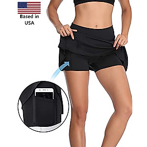 Rainbow Tree Tennis Skirts for Women Golf Skirt Tennis Skort Pleated with Side Inner Pockets Indoor Exercise,Runs Large Black