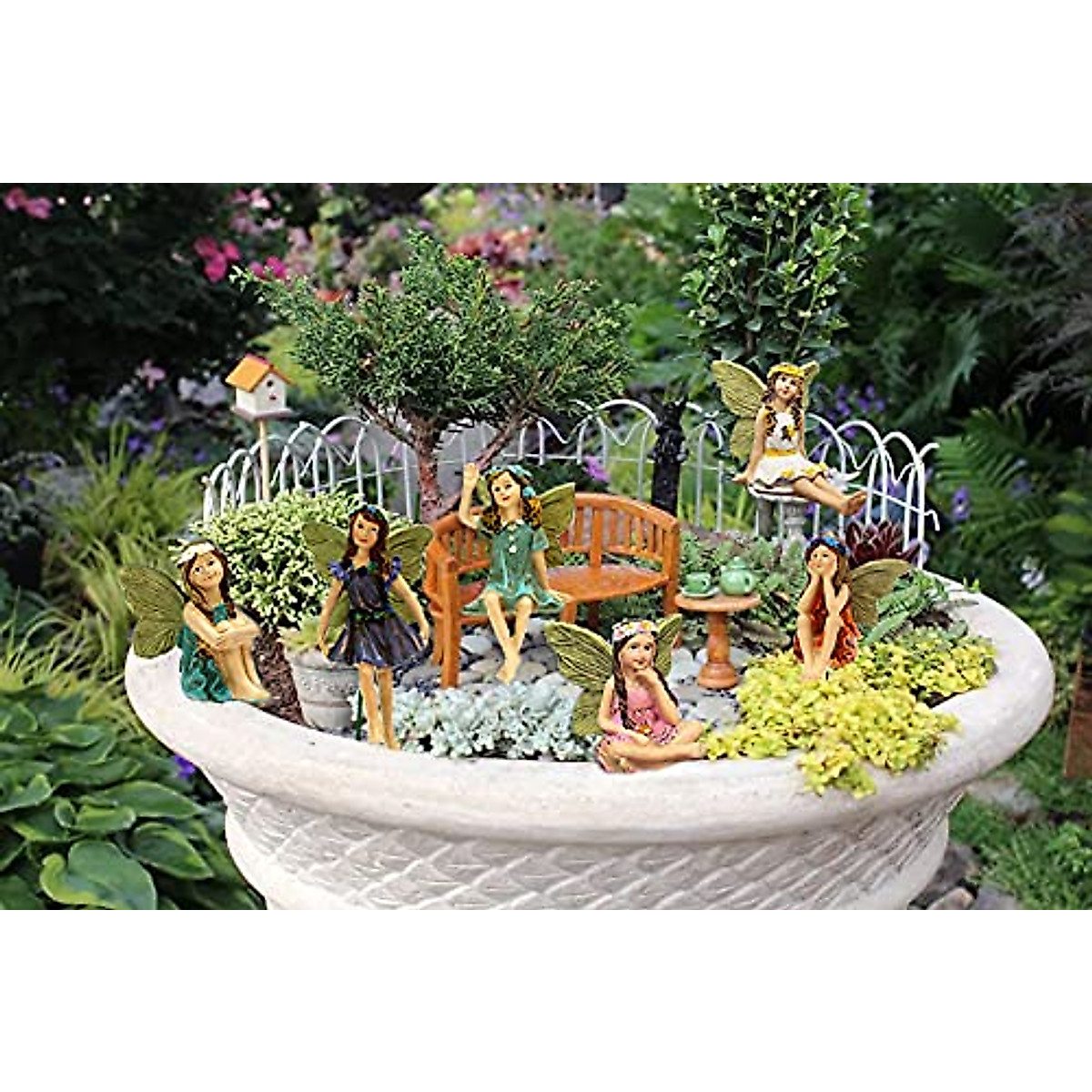 SisBroo Fairy Garden Accessories Outdoor Indoor, 6pcs Miniature Fairies Figurines for Pot Plants and Mini Garden Lawn Decorations