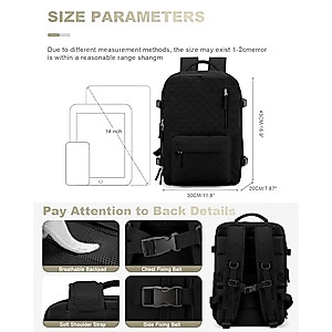 livbote Travel Backpack for Women, Large Carry on Backpack Flight Approved with Shoe Compartment & USB Charging Port, Waterproof Casual Daypack Work Business Backpacks Mochila de viaje, Black