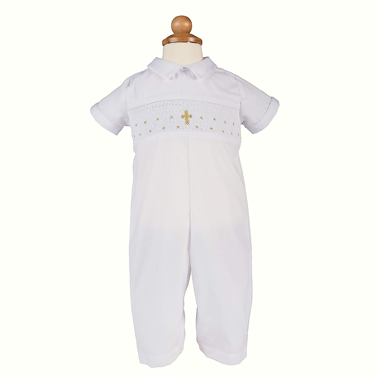 Baptism Outfits for Boys - Elegant Longall with Bonnet Featuring Hand Smocked Gold Cross Design, Perfect for Baby Boy Baptism Outfit or Christening Outfits for Boys, Boy Baptism Outfit, 9M