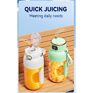 42 Oz The Ovidian Portable Juicer, 2-In-1 Ovidian Large Capacity Juicer Cup, Multifunctionalportable Blender for Smoothies With Digital Display for Sports, Fitness and Daily Life (Green-double cover)