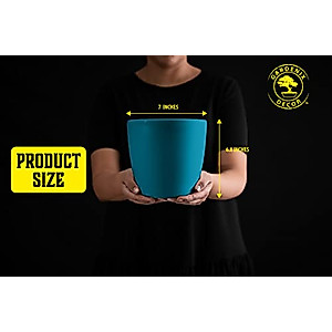 GARDENIX DECOR 7'' Self Watering planters for Indoor Plants - Flower Pot with Water Level Indicator for Plants, Grow Tracking Tool - Self Watering Planter Plant Pot - Coco Coir - Teal 3 Pack