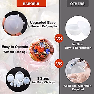 8Pcs Sphere Resin Molds Silicone, BABORUI Upgraded 3D Seamless Ball Shapes Silicone Molds for Resin Casting, Large Globe Epoxy Resin Molds for Home Decor, Flowers Preservation