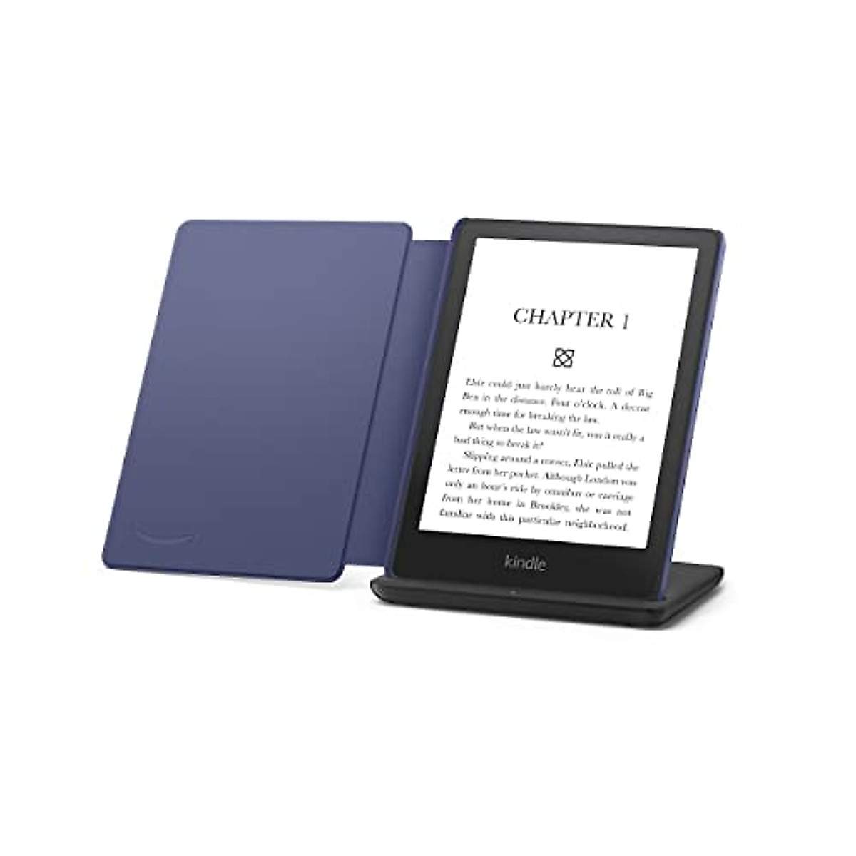 Kindle Paperwhite Signature Edition including Kindle Paperwhite (32 GB) - Denim - Without Lockscreen Ads, - Leather Cover - Denim, and Wireless Charging Dock