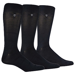 Chaps Mens Super Soft Dress Crew - 3 Pair Pack Patterns And Textures Sock, Black Assorted, 6-12 US