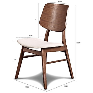 New Classic Furniture Oscar Dining Chair (Set of Four), 100% Polyester Natural Beige Fabric, Walnut Brown Finish