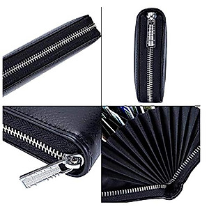 HMBON Leather Organ Card Long Wallet RFID Blocking Multi-card Multi-function Men And Women Large-capacity Business Card Package (Coffee)