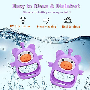 Baby Teether, Safe and Soothing Silicone Baby Teething Toys for 0-6 Months, Baby Chew Toys for Sucking Needs, BPA Free (Purple)