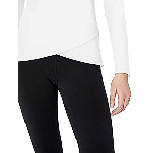 Amazon Essentials Women's Studio Relaxed-Fit Long-Sleeve Cross-Front T-Shirt, White, Medium