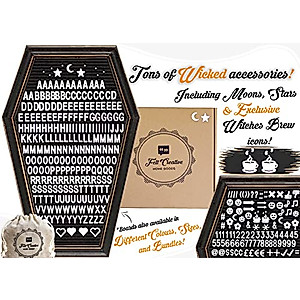 Coffin Black Felt Letter Board Gothic Room Home Wall Decor - Halloween Goth Coffin Shelf Decor Spooky Aesthetic Message Board Sign (Large Black Single)