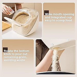 LivLab Rice Container - 10 Lbs Cereal Container Storage Container Bin with Measuring Cup Food Flour Bins Household for Kitchen Pantry Organization (Transparent)