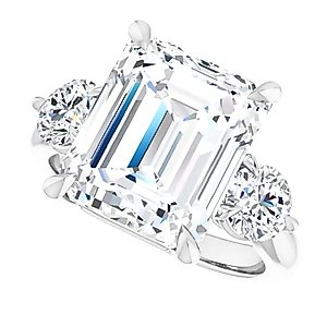 JEWELERYIUM 5 CT Emerald Cut Colorless Moissanite Engagement Ring, Wedding/Bridal Ring Set, Solitaire Halo Style, Solid Sterling Silver Vintage Antique Anniversary Bridal Ring Gifts for Her (5.5)