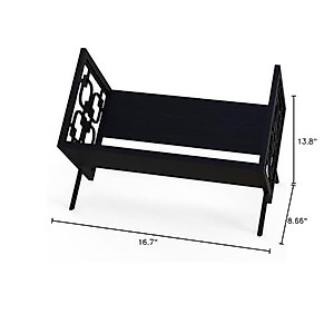 sxnzequnze Wooden Vinyl Record Holder Storage Carved Design Bookcase Office Supplies Home Decoration For Book And Magazine Organization Black