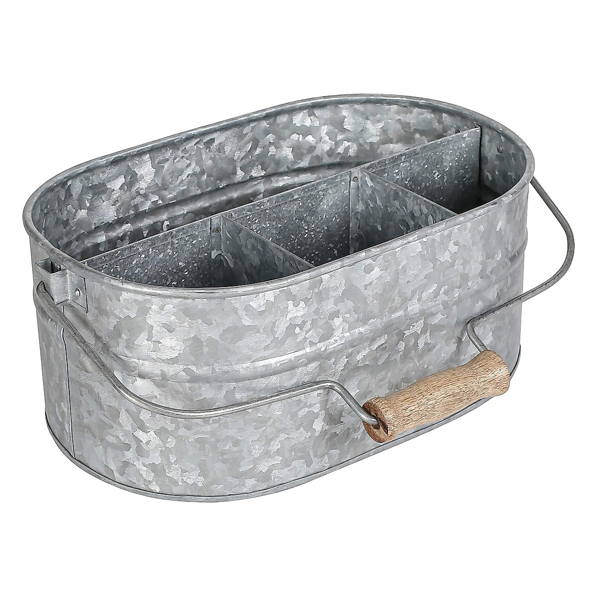 Alpha Living Home Utensil Caddy, Silverware Caddy Party, Silverware Caddy, Picnic Caddy, Flatware Caddy, Paper Plate Caddy, Galvanized Utensil Caddy, Utensil Caddy for Countertop 13.5 inch- Natural