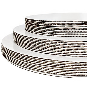 ONEMORE 30-Pack White Cake Board Rounds,Circle Cardboard Base Boards, 8, 10 and 12-Inch. Perfect for Cake Decorating, 10 of Each Size (White,30)