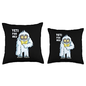 Yeti For Bed Funny Book Lover Abominable Snowman Reading Fun Throw Pillow