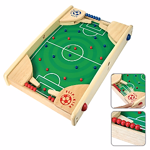 Flipkick: Wooden Tabletop Football/Soccer Pinball Games, Indoor Portable Sport Table Board for Kids and Family