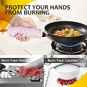 Pillercules Silicone Trivets for Hot Dishes Pots & Pans, Silicone Pot Holders Hot Pads for Kitchen Counter, Silicone Trivet Mat Hot Plates to Protect Table, Pink Trivet Set of 3, MoiTri