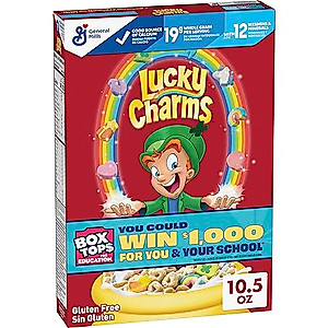 Lucky Charms Gluten Free Cereal with Marshmallows, Kids Breakfast Cereal with Whole Grain Oats, 10.5 OZ