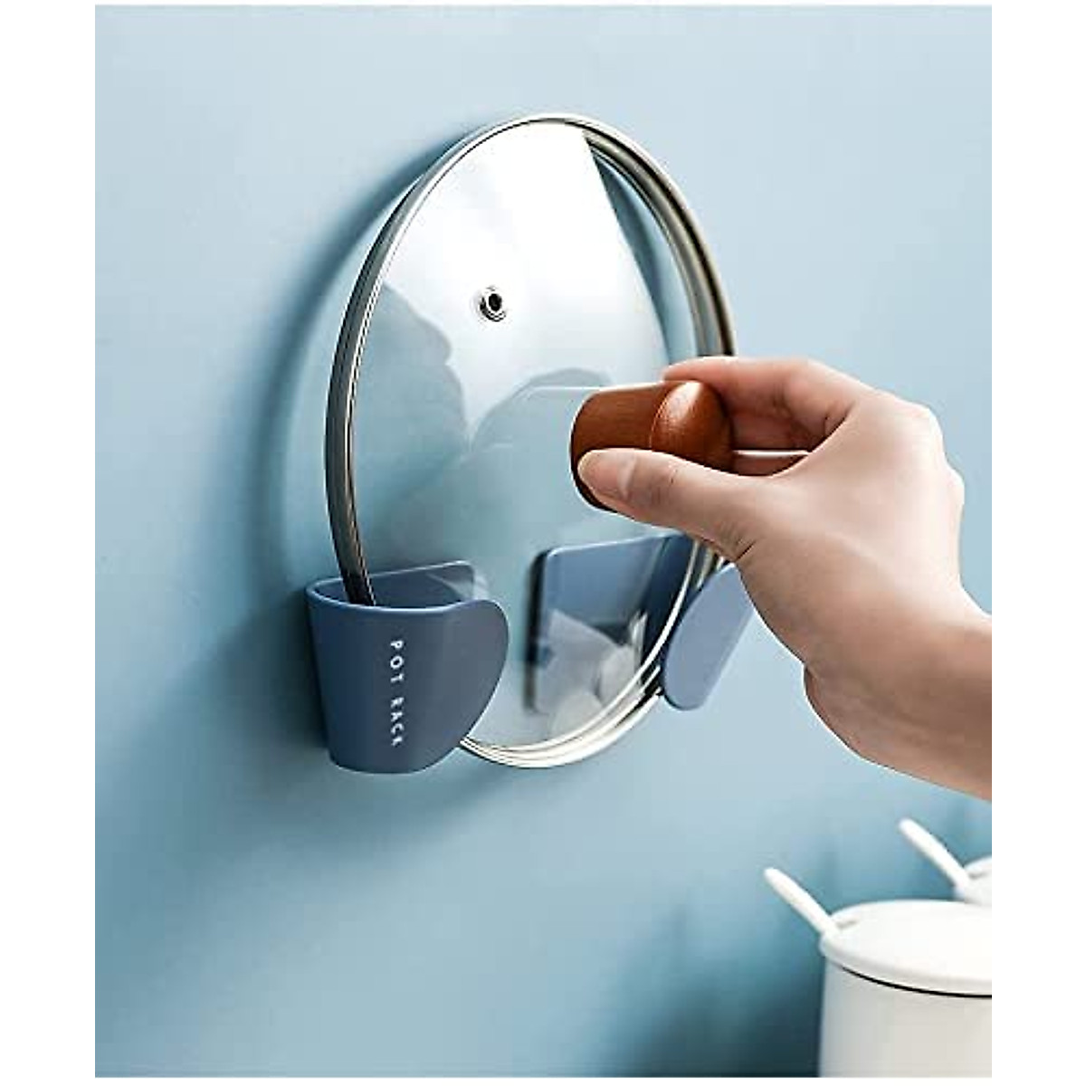 6 Pairs of Wall Mount Pot Lid Organizer, Cabinet Door Organizer Pot Hangers for Kitchen Wall Mount, Adjustable Lid Holder