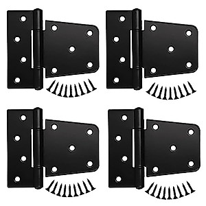 Heavy Duty Gate Hinges, 4 Pack 3.5 Inches Shed Door Hinges with 36 Screws, Rustproof Metal Square Shed Barn Door Hinges, Self-Closing Spring Gate Hinges for Wooden Fences