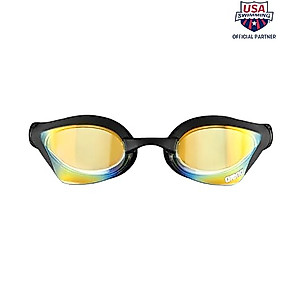 Arena Unisex Cobra Core Swim Goggles for Men and Women No Leak No Fog Max Comfort Standard Mirror Lens, Yellow Copper/Black