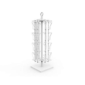 Up to 9.9" Wide 16 Adjustable Pockets Display Rack, Greeting Post Card Christmas Holiday Spinning Rack Stand. Pocket Size: 4.5-9.9" Wide X 5.8" Tall, 16 Pockets. 11602-L-DOUBLE-WHT-NPF-SL