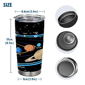 QWEUIOP 20oz Insulated Travel Coffee Mug Outer Space Solar System Mars Earth Stainless Steel Tumbler with Lid Double Wall Vacuum Coffee Cup For Hot and Cold Drinks 13692