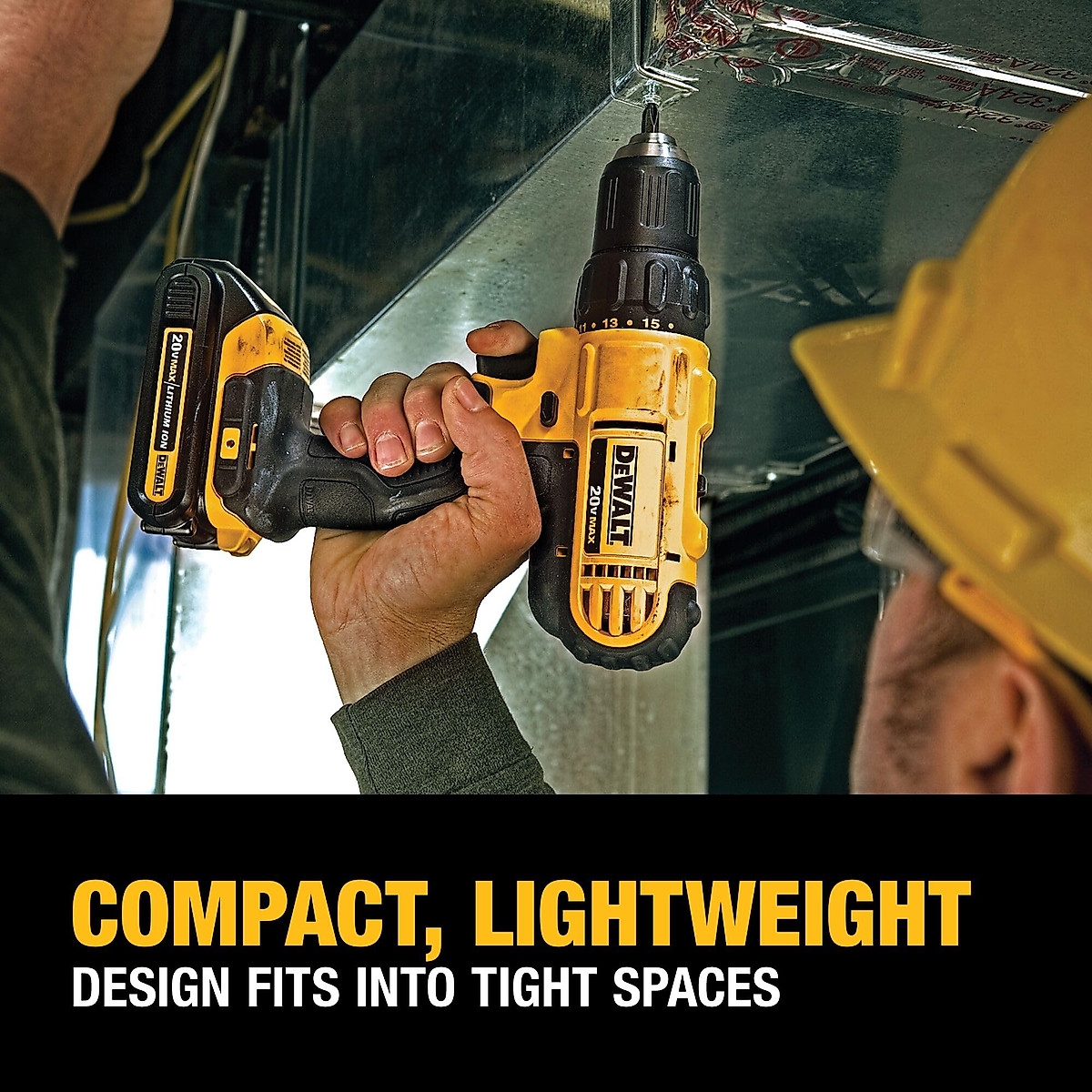 DEWALT 20V Max Cordless Drill / Driver Kit, Compact, 1/2-Inch (DCD771C2), Yellow